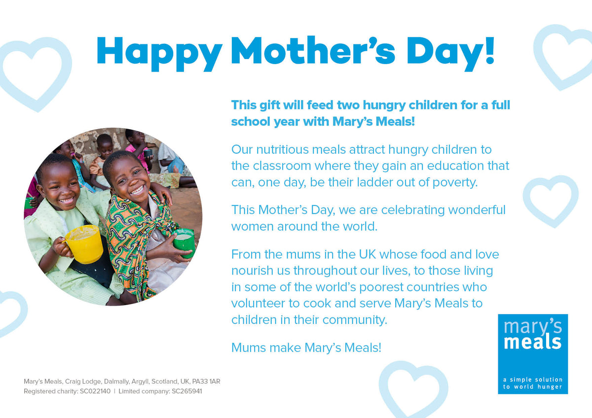 Mother's Day digital gift - feed two children – Mary's Meals